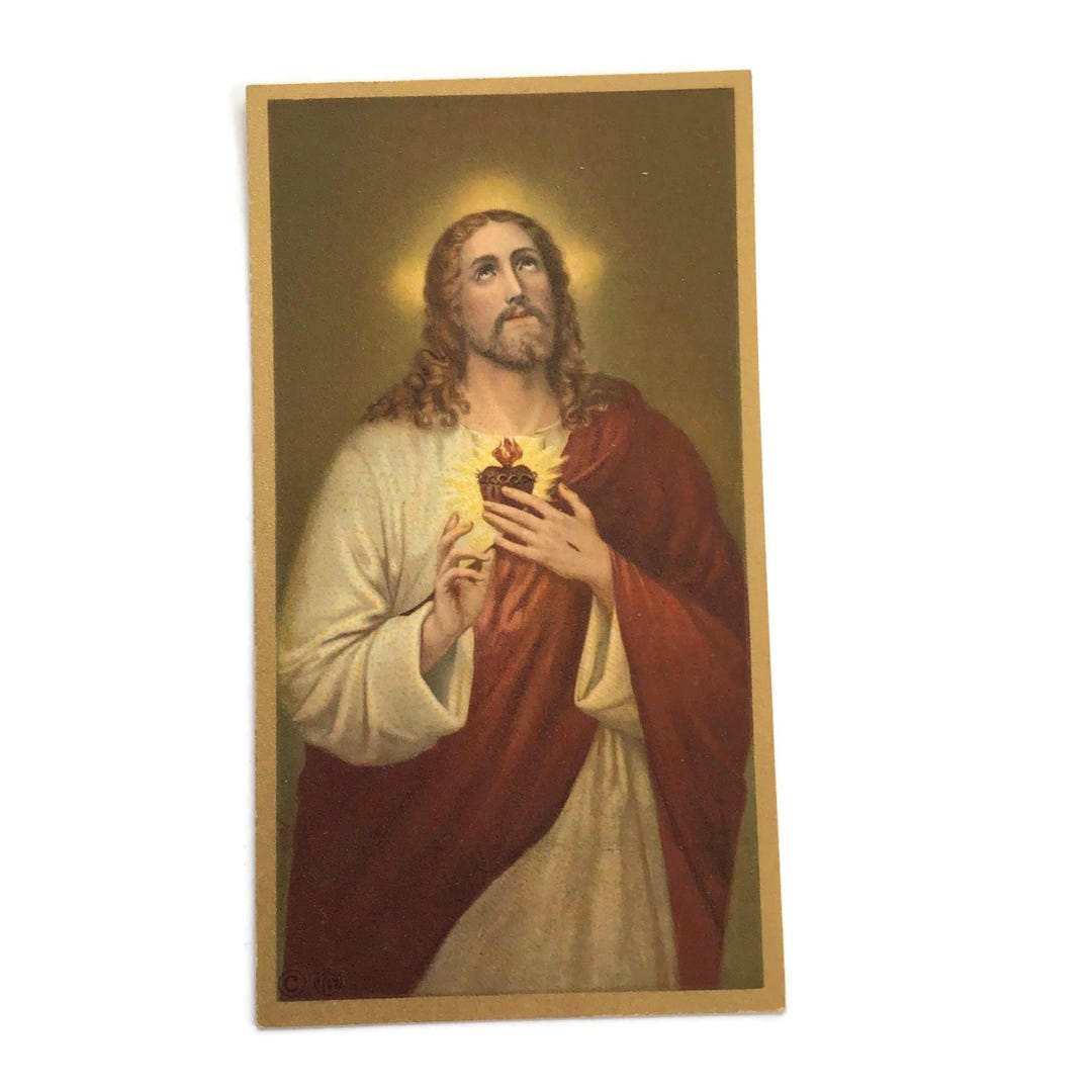 Vintage Sacred Heart of Jesus Holy Card – C.1950s Catholic Ephemera - Etsy