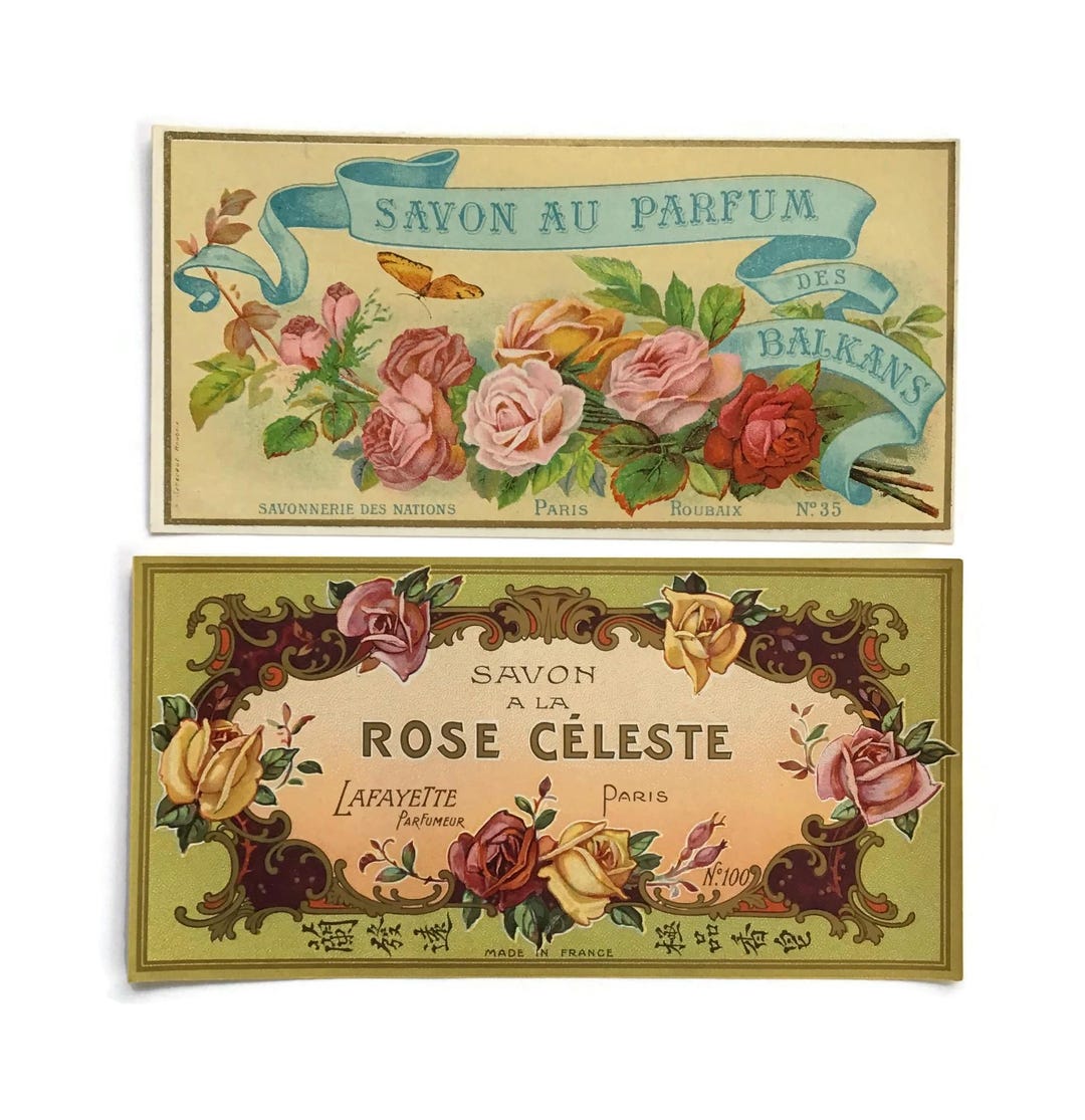 Vintage French Soap Labels – Set of 2 | Antique Perfume Ephemera With ...