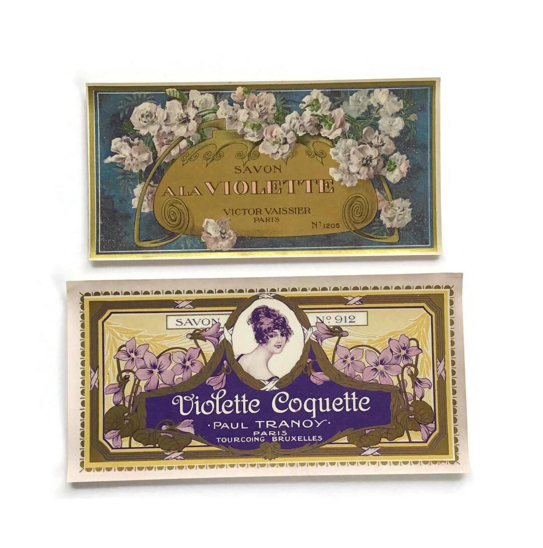 Set of 2 Antique French Soap Labels – Art Nouveau Violette Packaging - Etsy