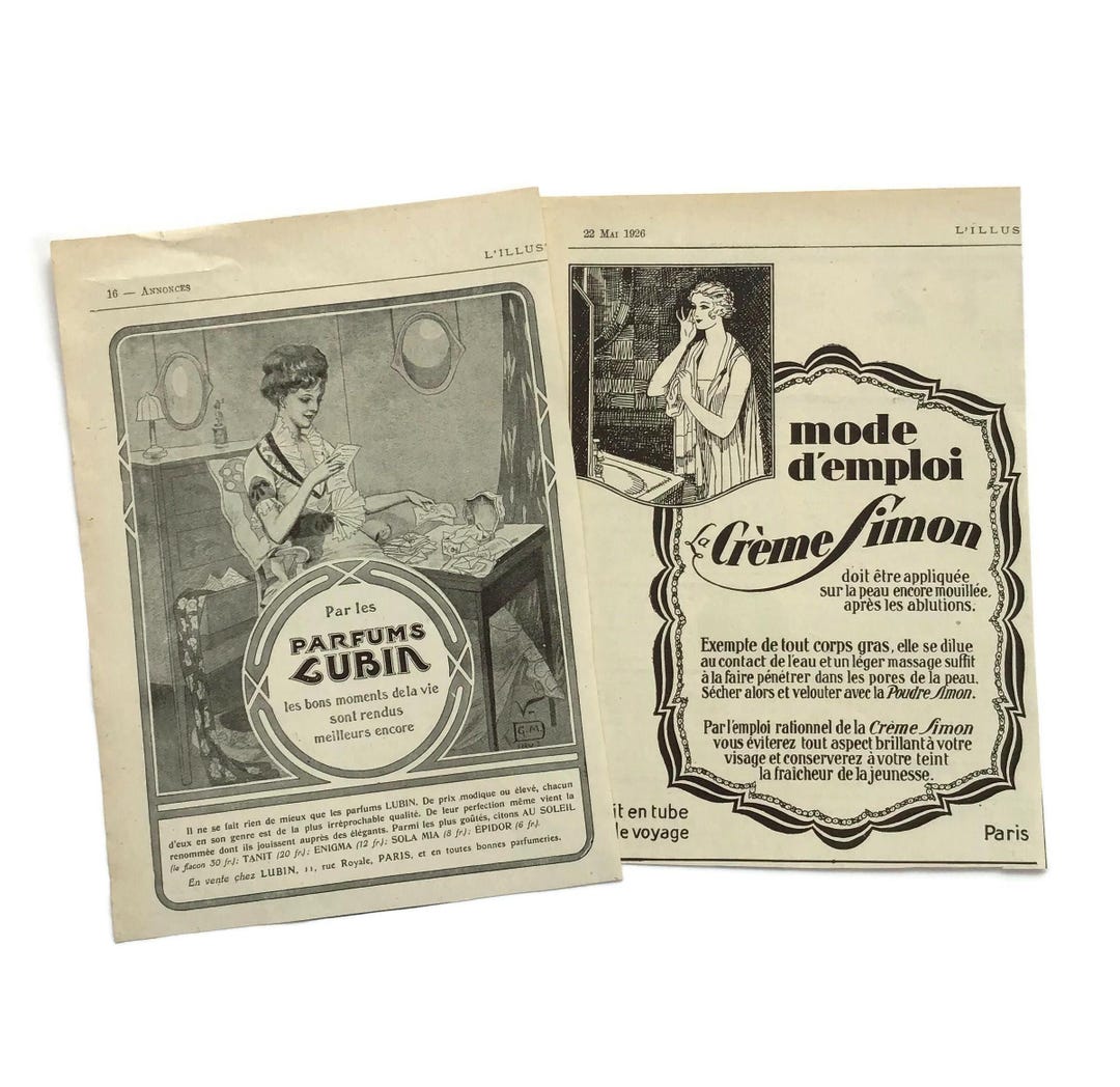 1920s French Beauty Advertisements – Parfums Lubin & Crème Simon ...