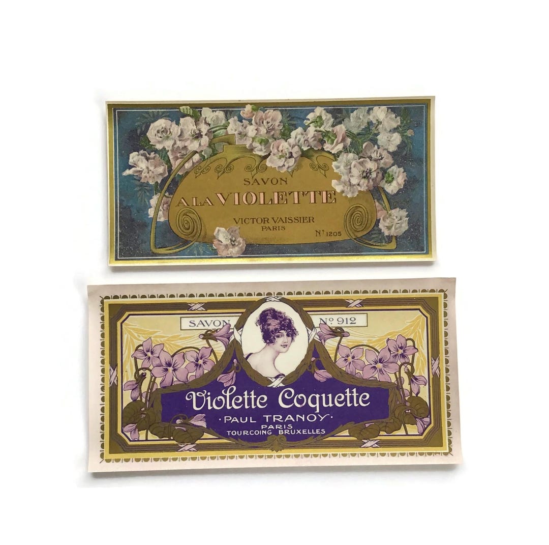 Set of 2 Antique French Soap Labels Violette-themed Vintage Ephemera ...