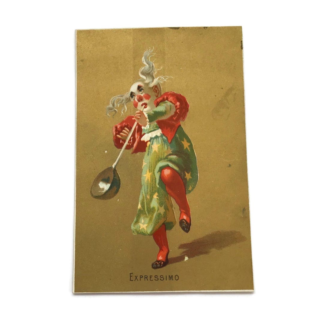 Antique French Card – “expressimo” Clown With Spoon – Humorous Circus ...