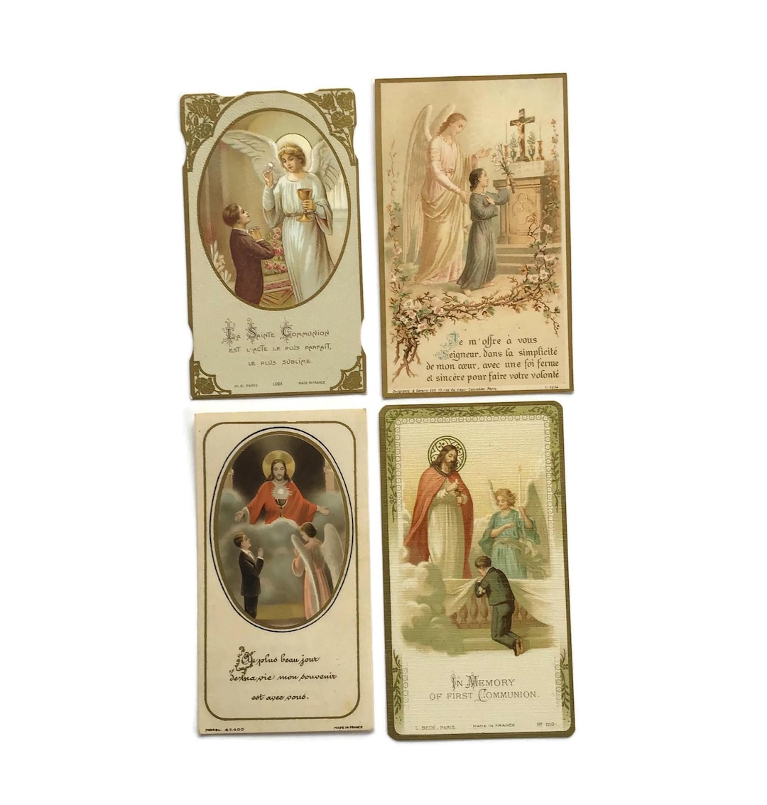 Set of 4 Vintage French Communion Cards – 1895 to 1960s – Catholic ...