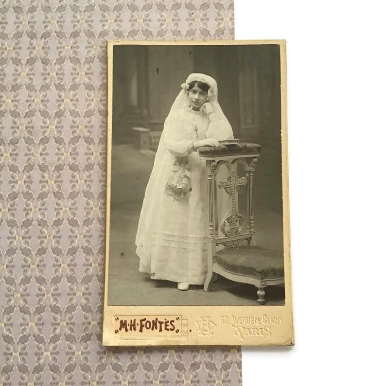 French First Communion Cabinet Photo, Antique Religious Portrait, C ...