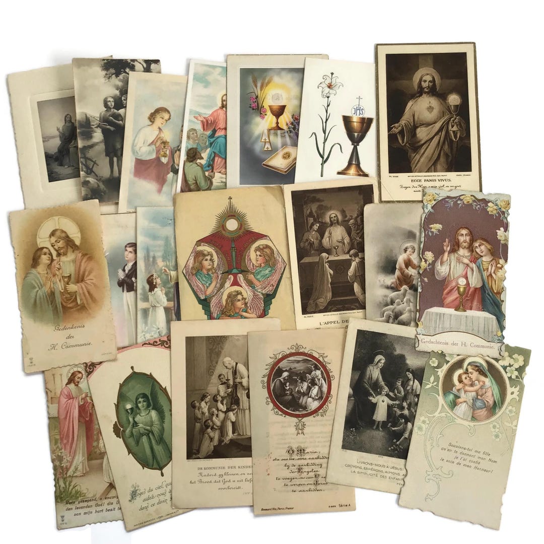 Holy Communion Prayer Cards: Vintage Catholic Ephemera - Mixed Flawed ...