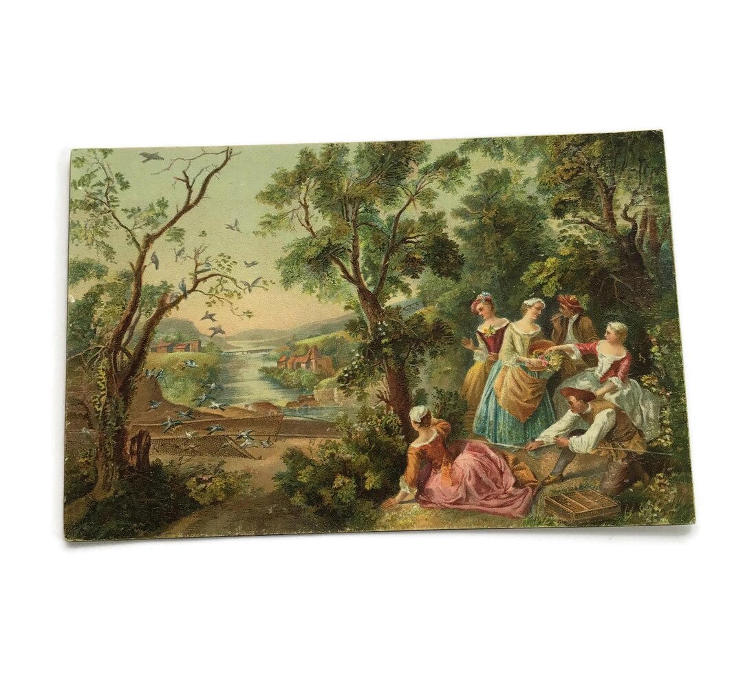 Antique Rococo Art Postcard – “frühling” by Nicolas Lancret – Stengel ...