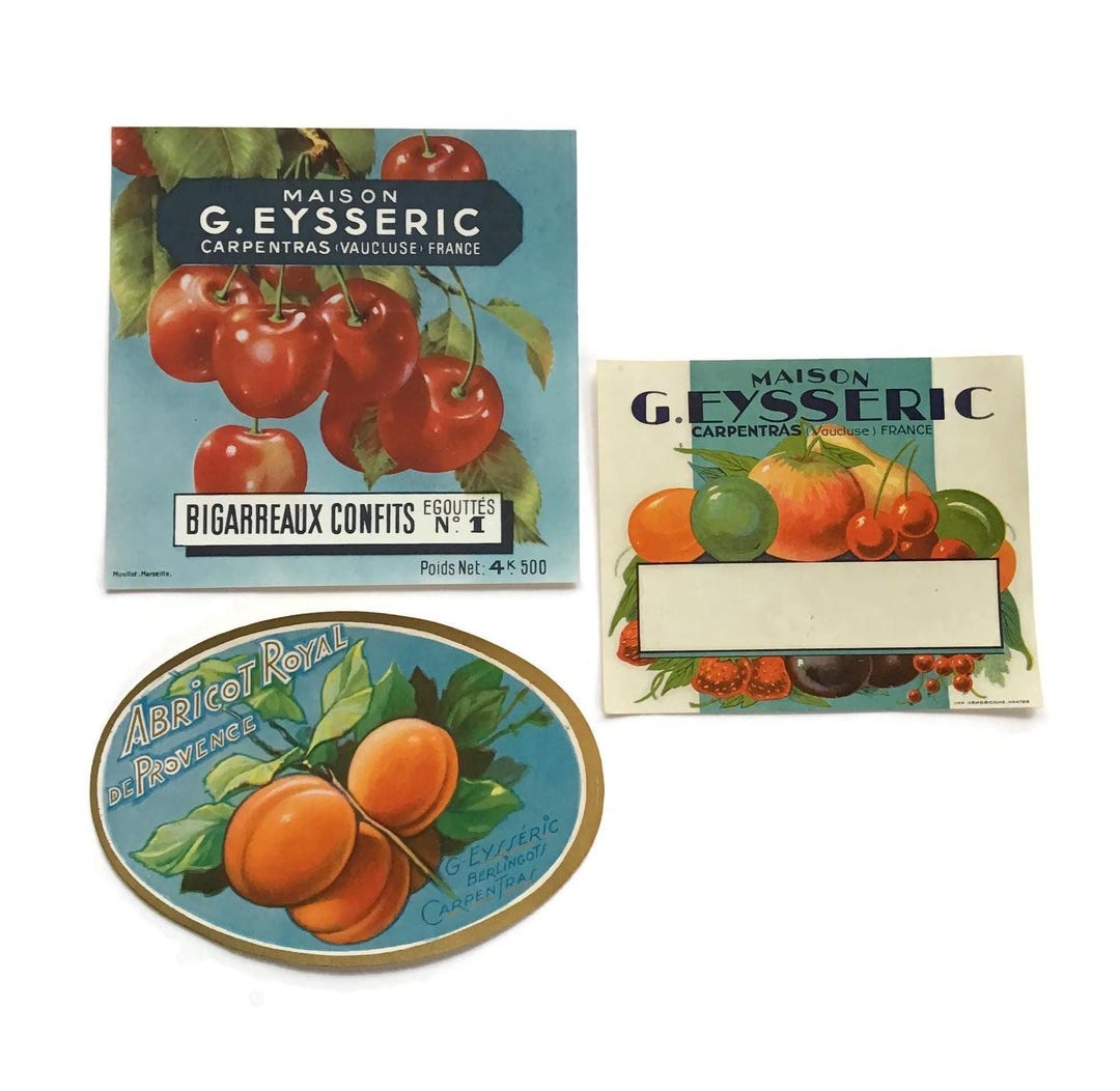 French Canning Labels: Vintage Fruit Designs - Cherries, Apricots ...
