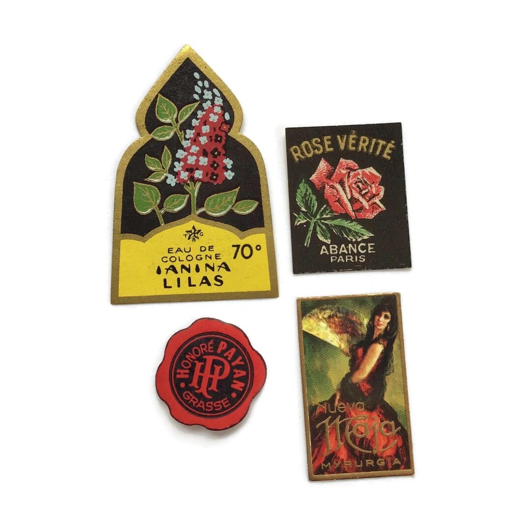 Antique French Perfume Labels – 1920s Cosmetic Ephemera – Bright Mini ...