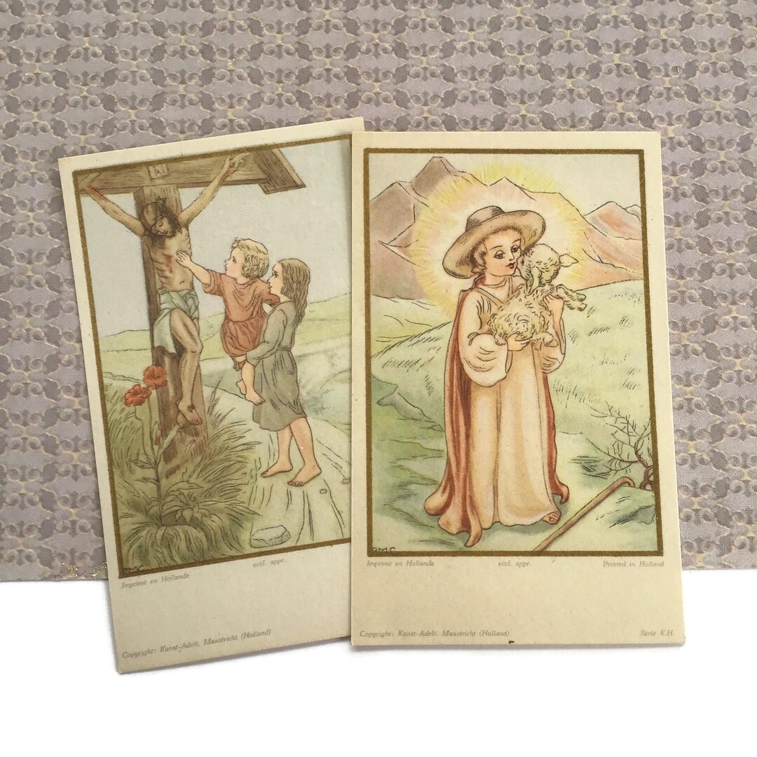 Mid-century Dutch Holy Cards Set Withchrist Illustrations - Etsy