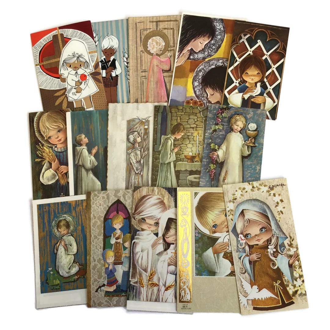 Set of 15 Vintage Communion Holy Cards – Big-eyed Children – 1960s–70s ...