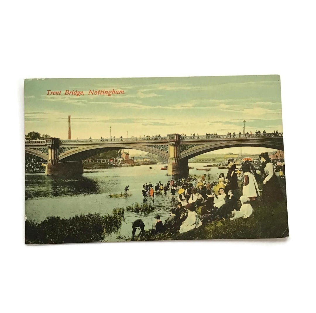 Vintage 1911 Postcard – Trent Bridge, Nottingham, Hand-colored River ...