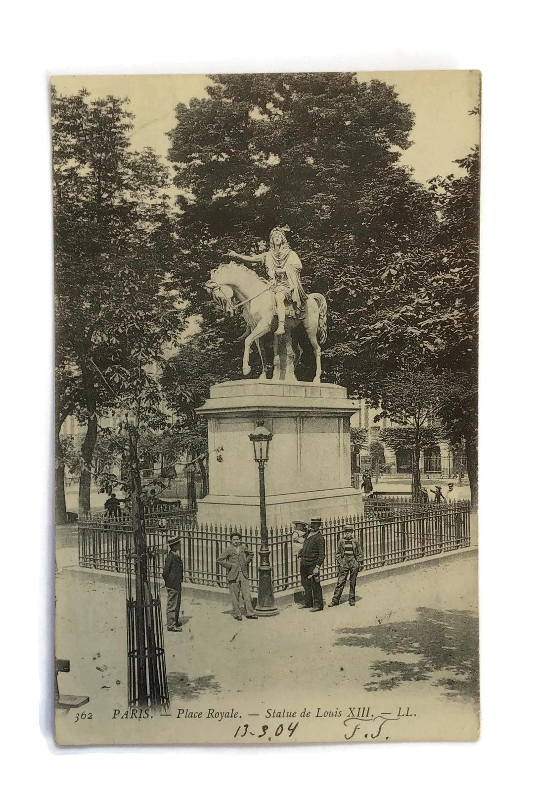 Paris Place Royale Statue of Louis XIII – Vintage French Postcard 1904 ...