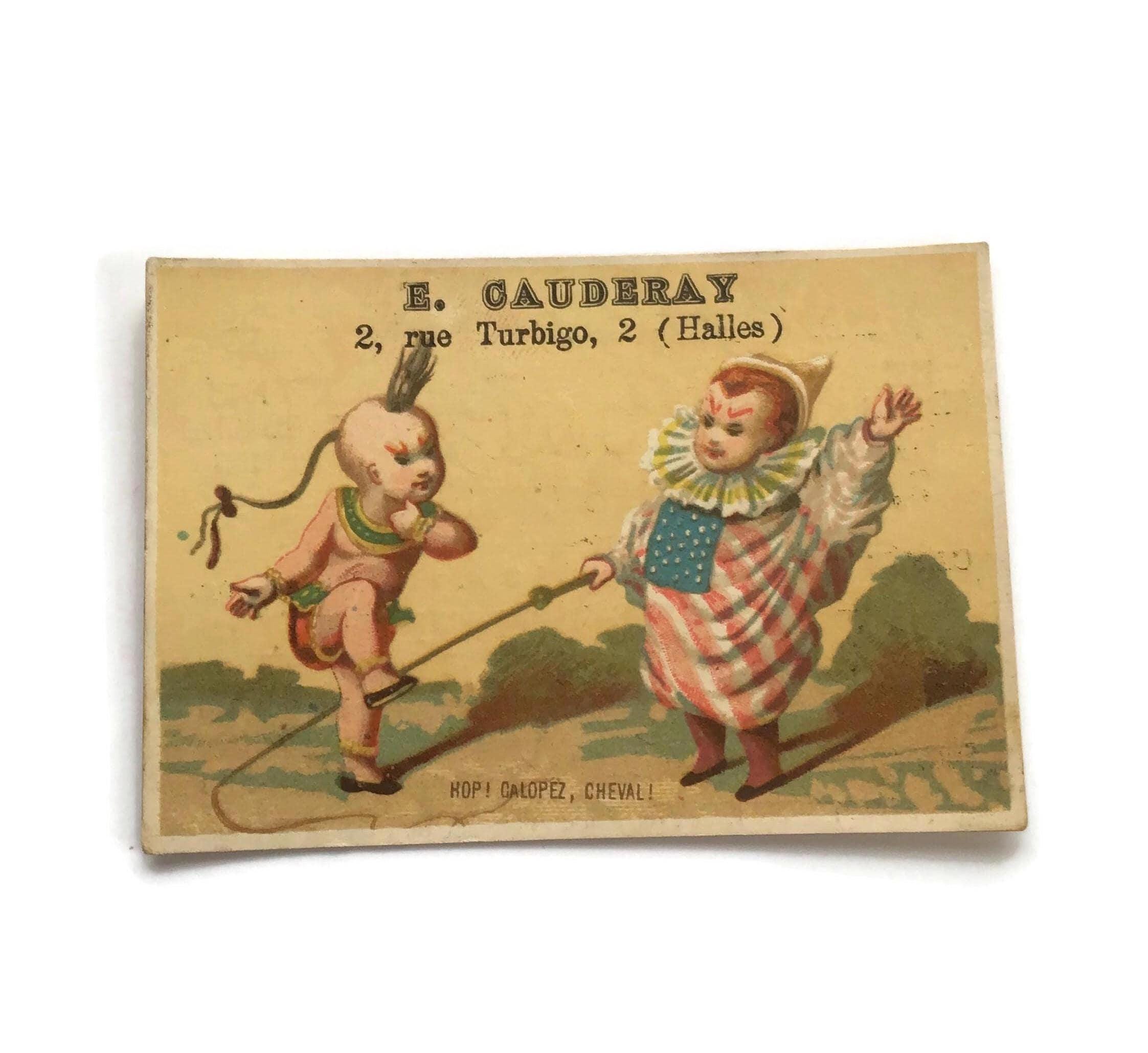 Antique French Clown Trade Card – "hop! Galopez, Cheval!" – Humorous ...
