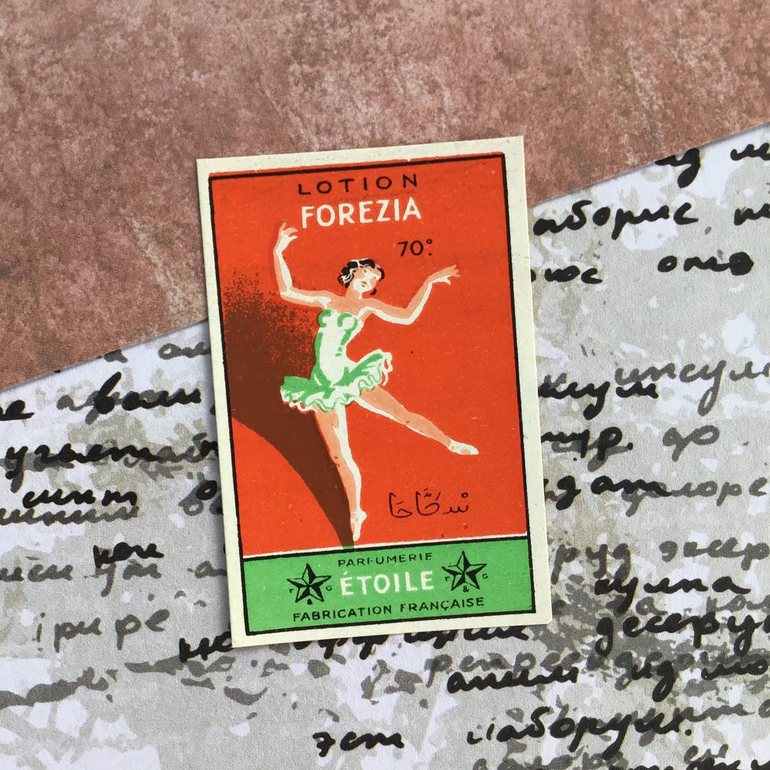 Antique French Perfume Label – Ballet Ballerina Design – Lotion Forezia ...
