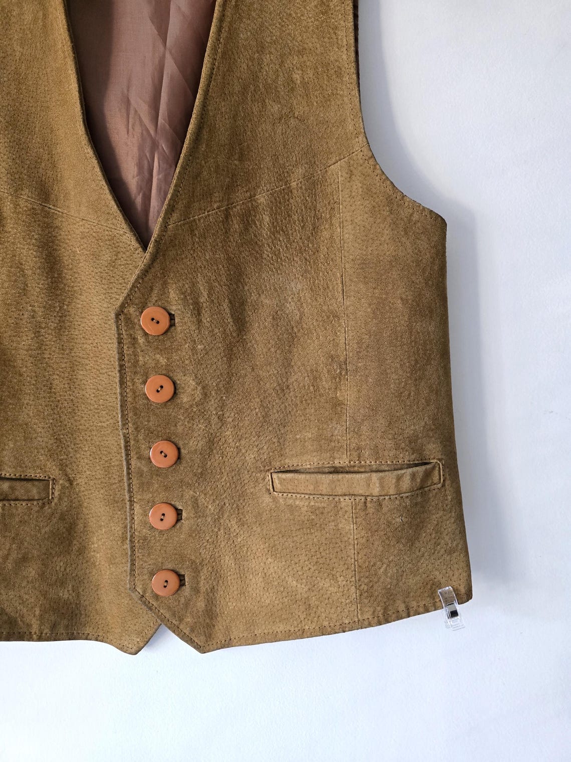 Vintage Brown Suede Leather Vest, Western Cowboy Vest, Classic Leather ...