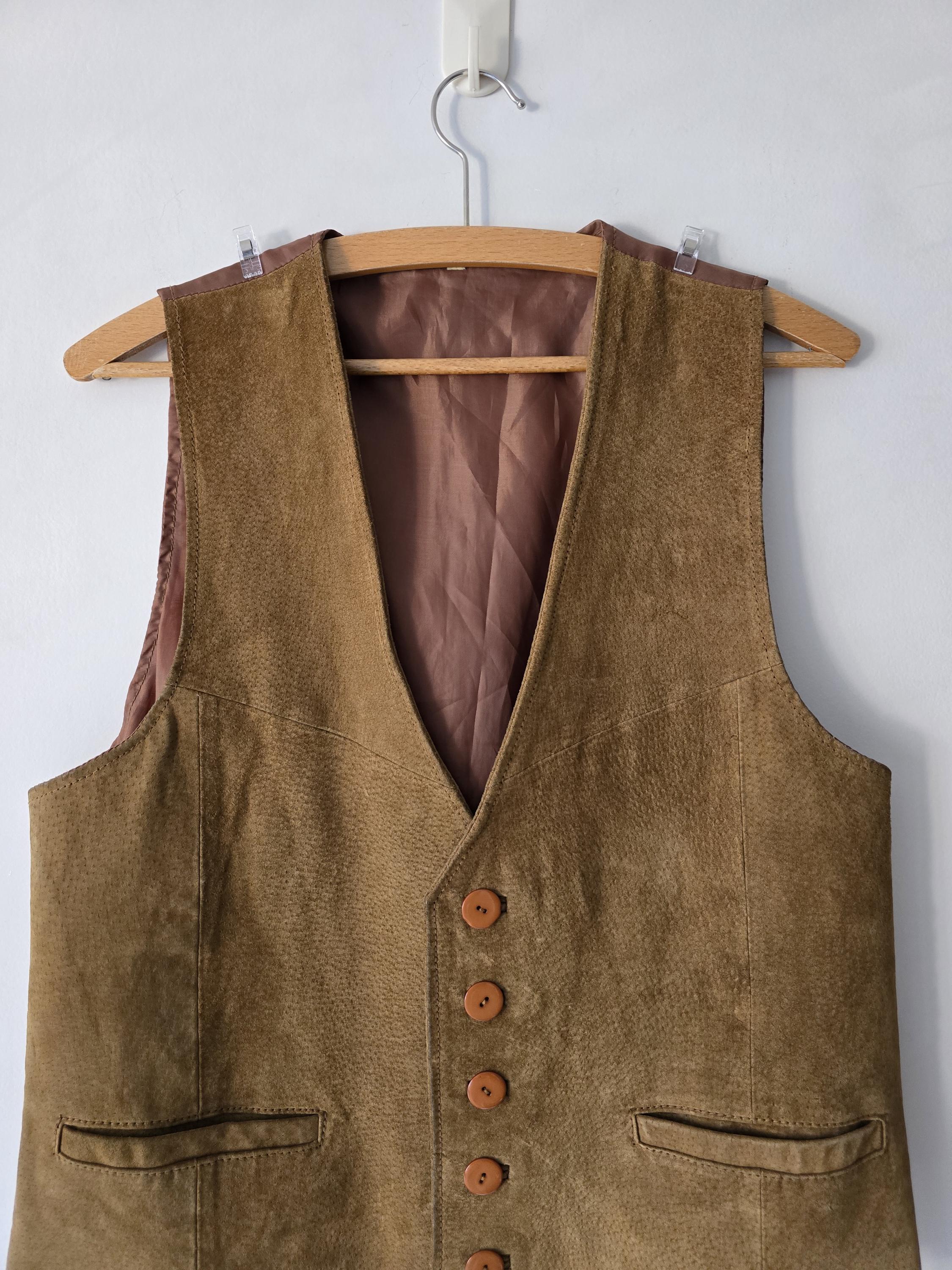 Vintage Brown Suede Leather Vest Western Cowboy Vest Classic Leather ...