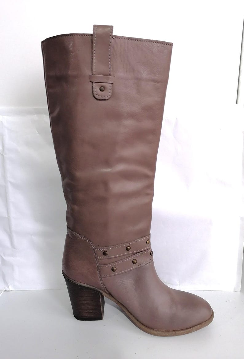 Botas vintage de piel auténtica marrón - Botas de montar a media ...