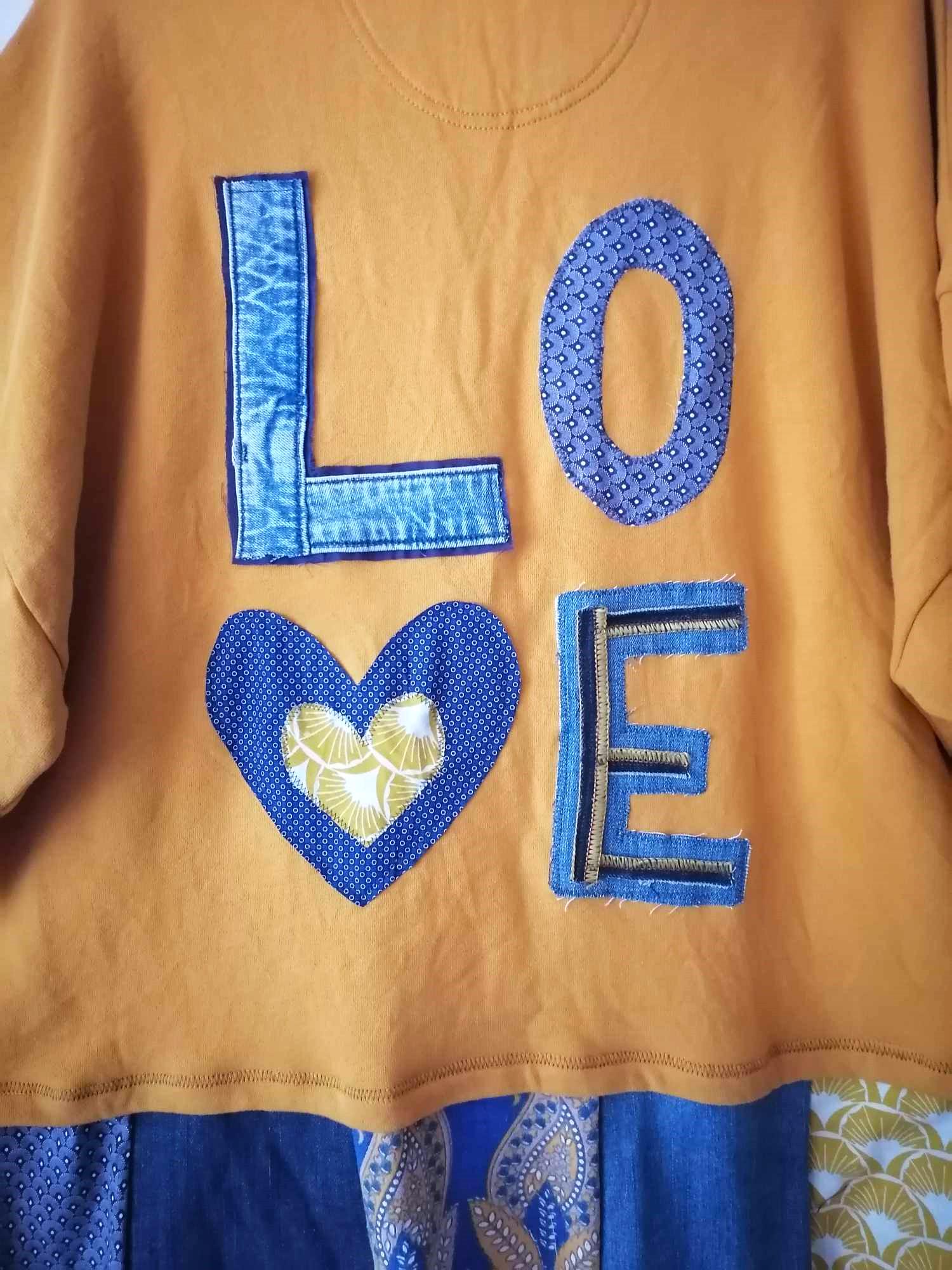 Boho Sweatshirt , Aplique Flowers Top , Funky Flannel Tunic Upcycled ...