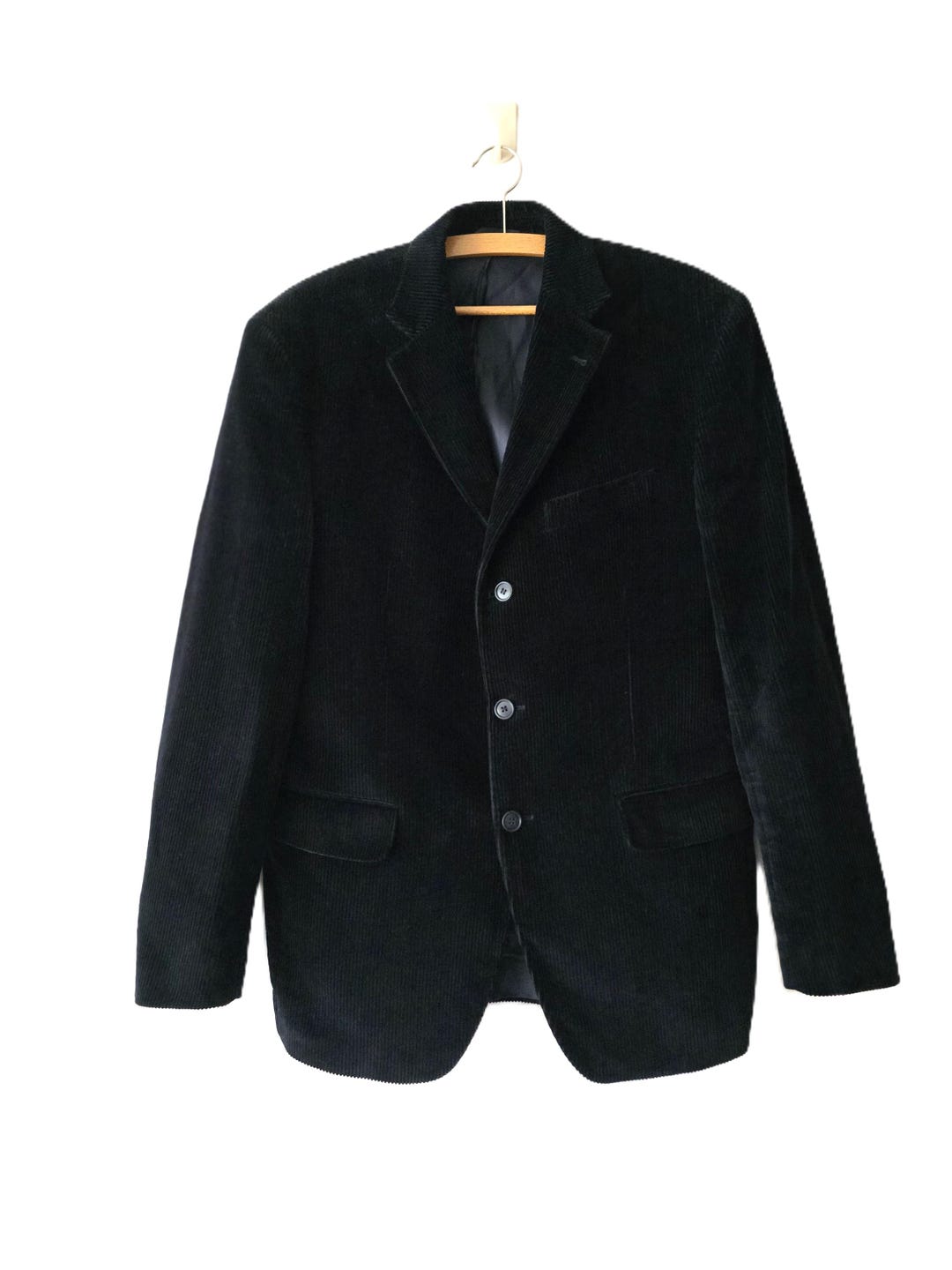 Vintage Black Corduroy Men’s Blazer - 3 Button Classic Sport Coat ...