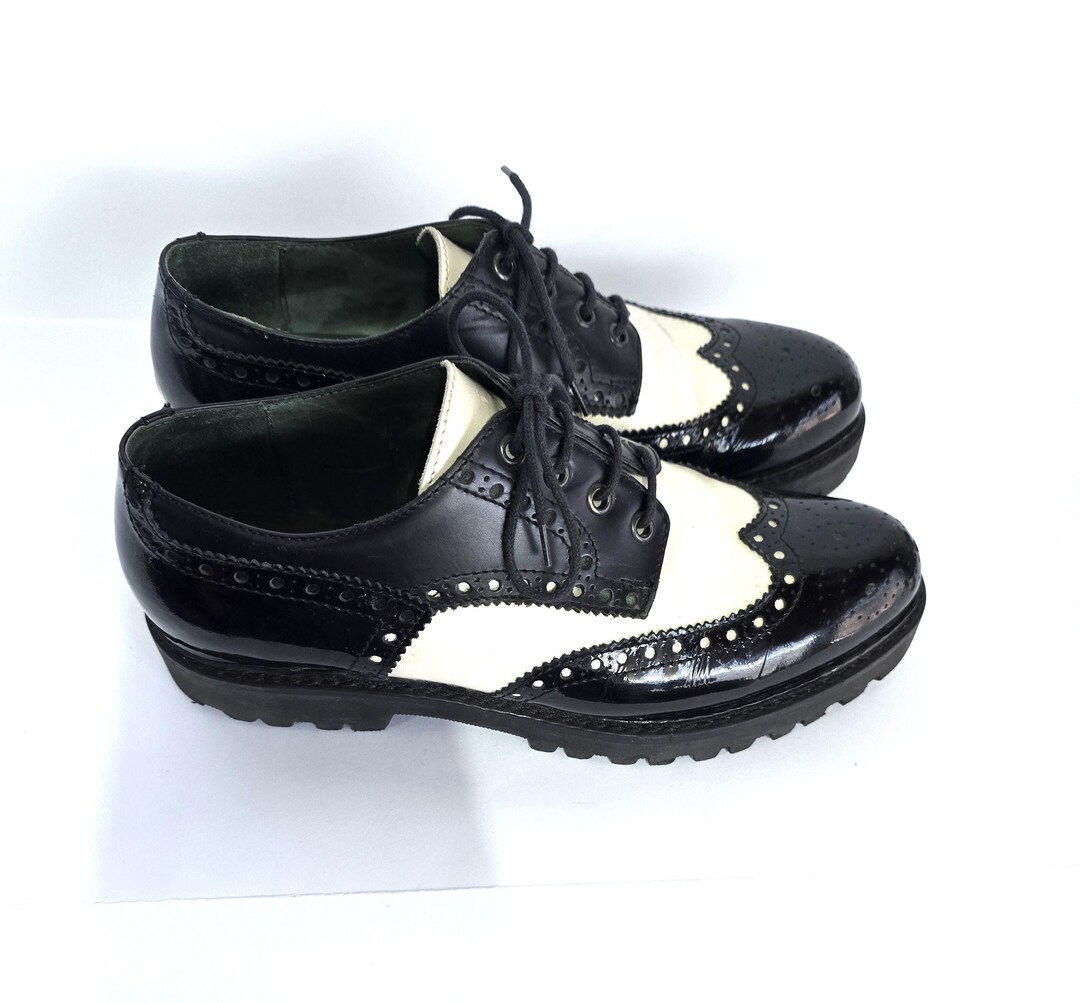 Italian Patent Leather Wingtip Oxford Shoes Size 38 EU /US 8.5 /UK 6.5 ...