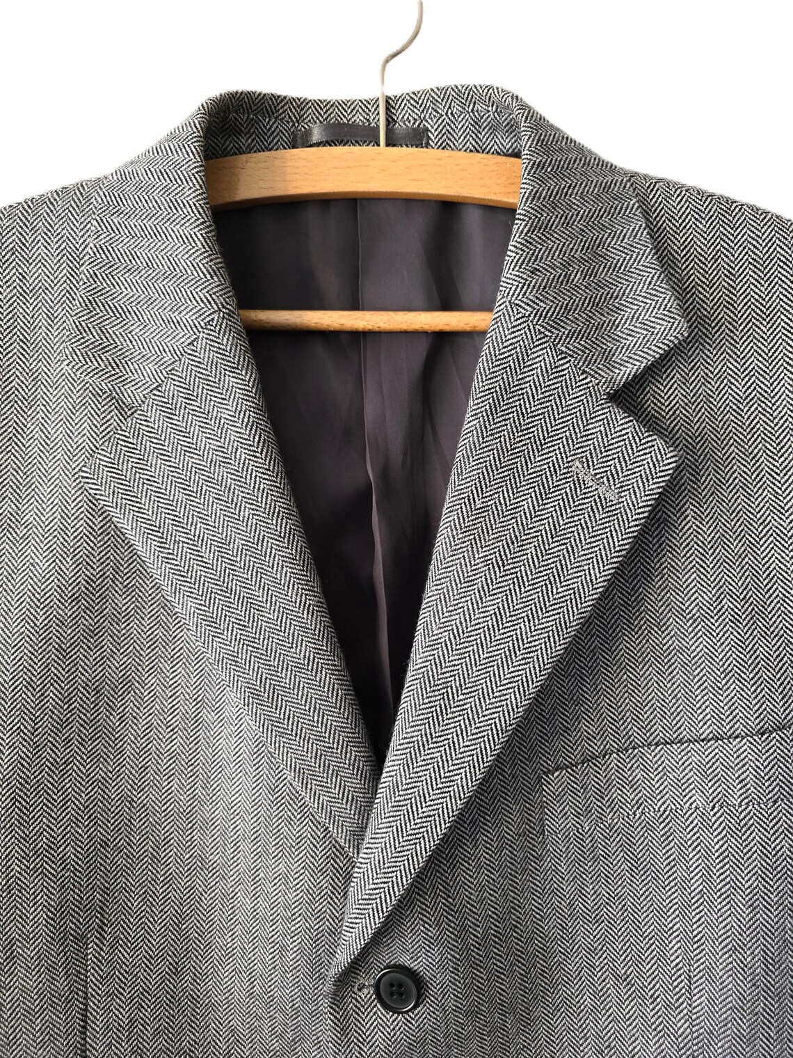 Vintage 90s Wool Herringbone Blazer, Black White Boyfriend Blazer 3 ...