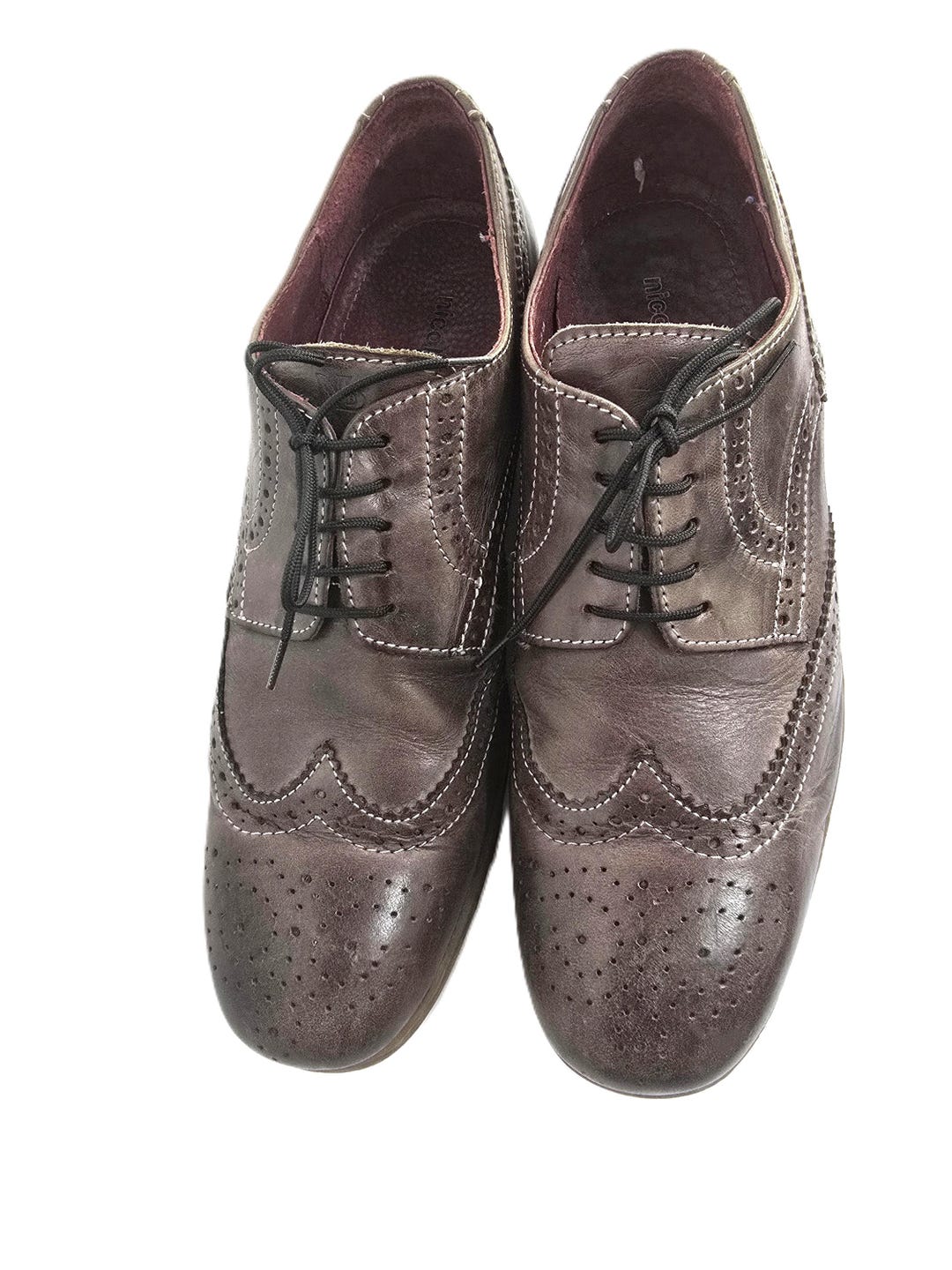 Vintage Italian Brown Leather Wingtip Oxford Shoes Size 39 EU Brogue ...