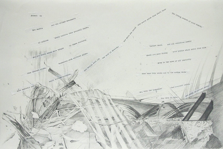 Shakespeare Sonnet 55 Pencil Drawing on Paper Original Art - Etsy UK