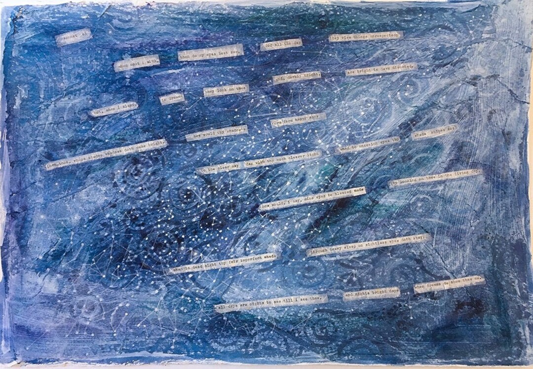 Shakespeare Sonnet 43- 15x22- Sonnet Art- Blue, White- Celestial Art ...