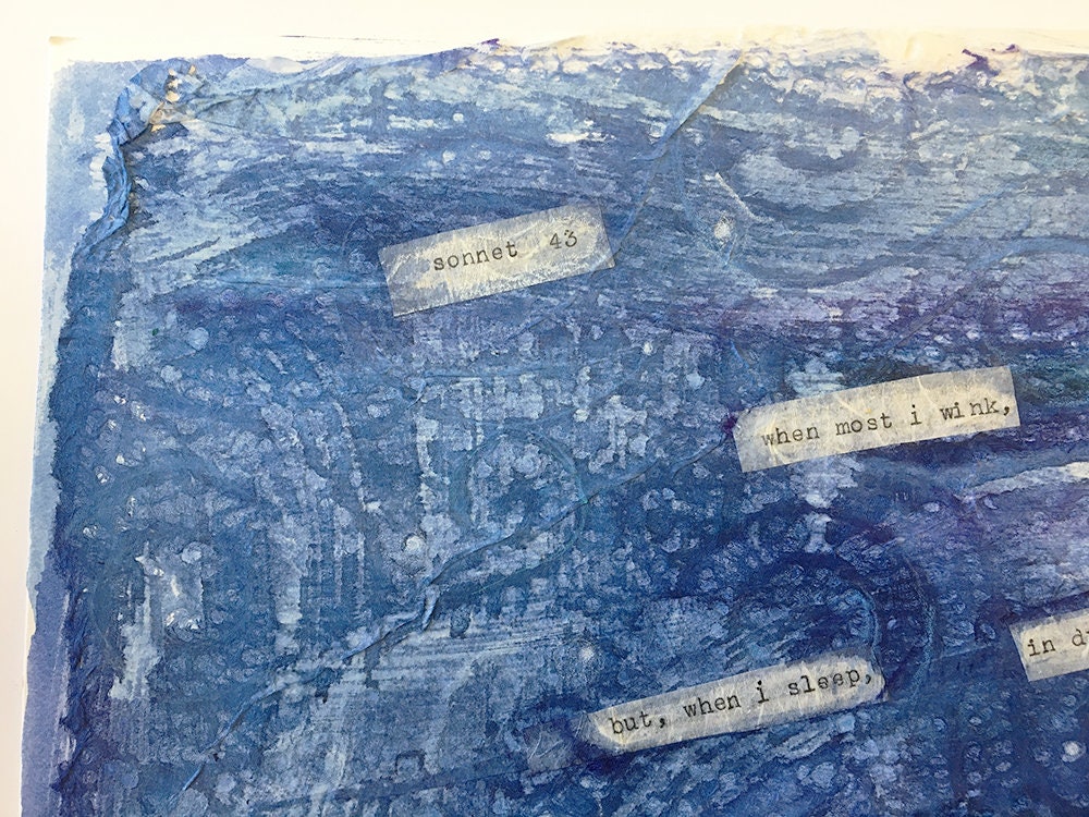 Shakespeare Sonnet 43 15x22 Sonnet Art Blue, White Celestial Art Poetry ...