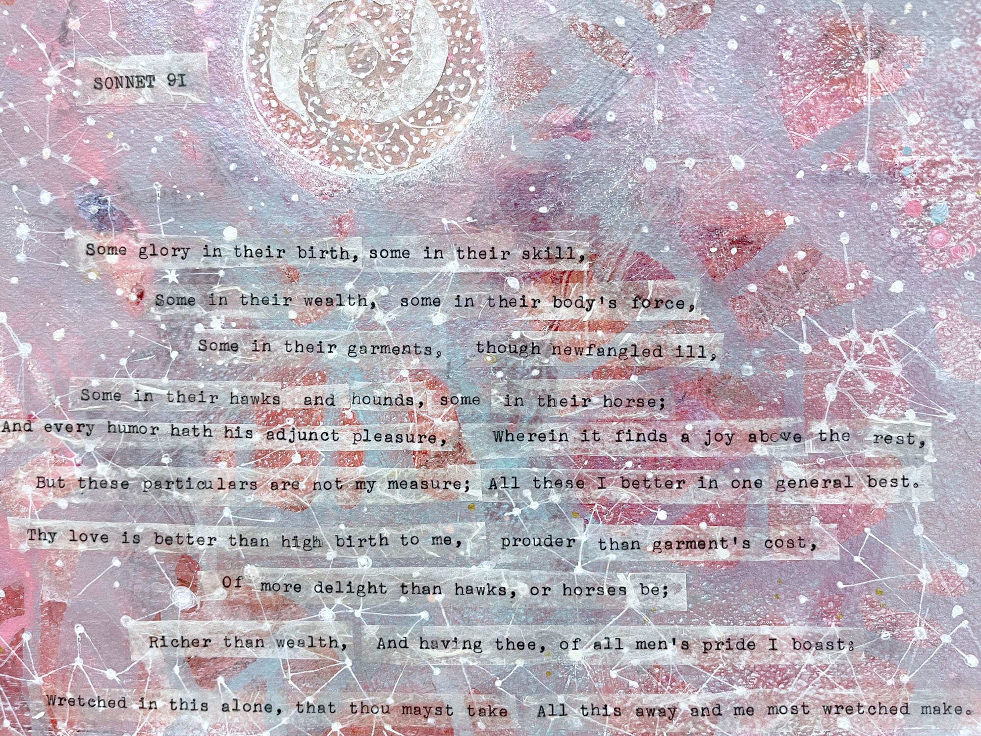 Sonnet 91 Art: Pink Constellation Collage - Shakespeare Poetry Print ...