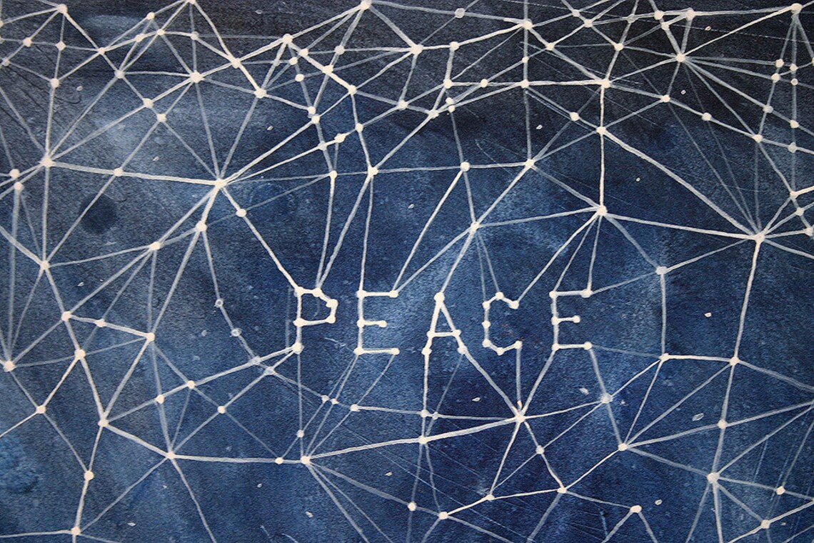 Peace Constellation Painting- 15x22- Celestial Watercolor Art- Dark ...