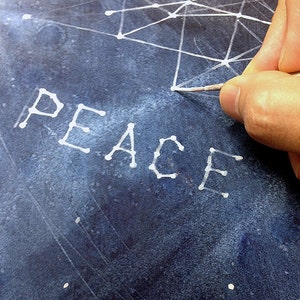 Peace Constellation Painting- 15x22- Celestial Watercolor Art- Dark ...