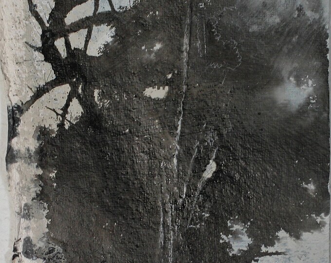 Black Ink Abstract- Tree Drawing- Original Sketch- Silver-approx. 5x7 ...
