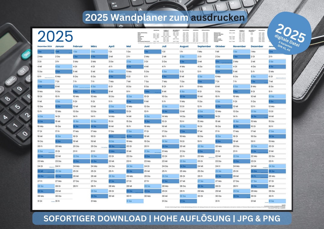 Giant Wall Calendar 2025 for Immediate Download XXL Wall Calendar ...