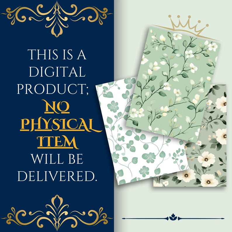 Seamless Sage Green Floral Design for Weddings and Paper Crafting ...