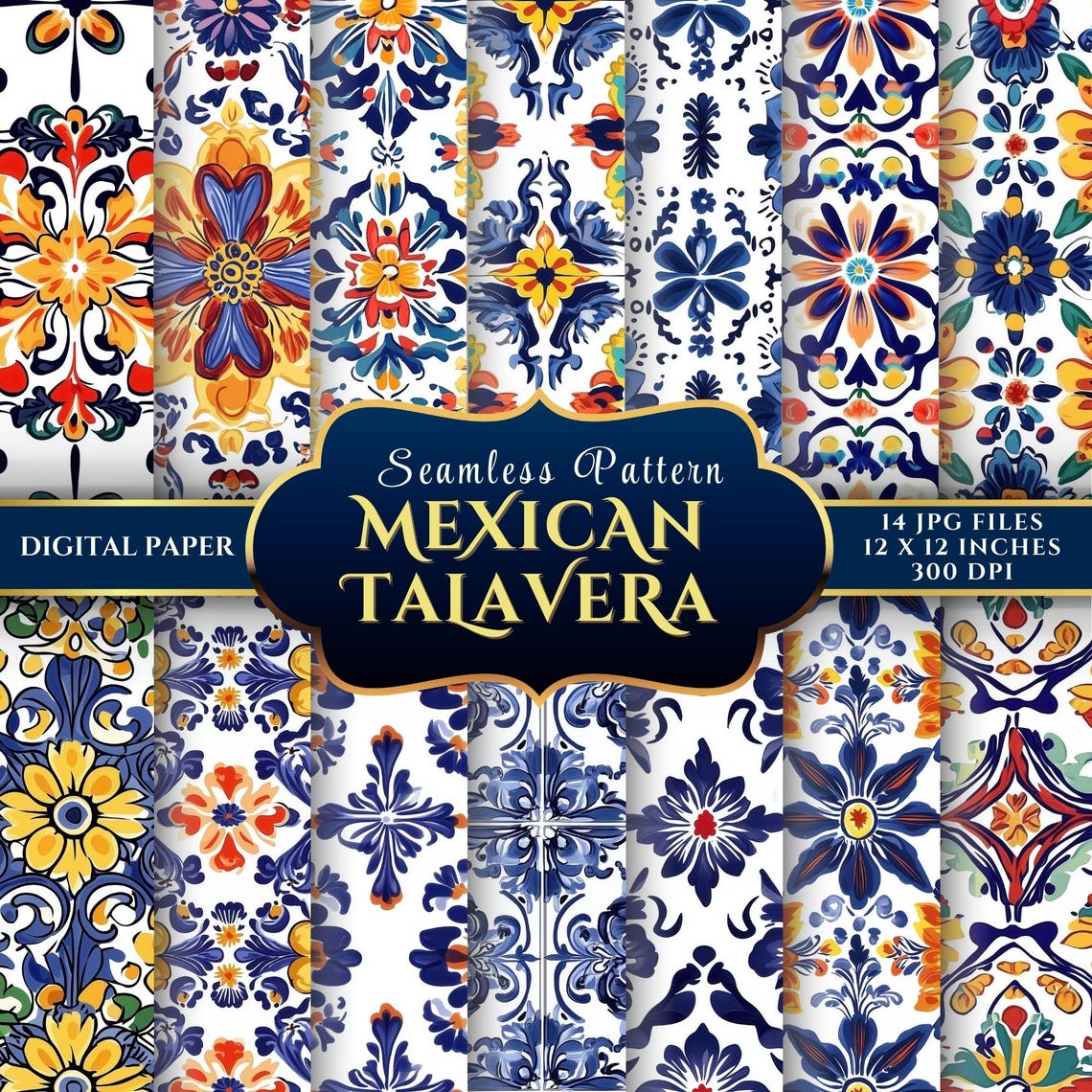 Mexican Talavera Vibrant Seamless Designs - Instant Download for Junk ...