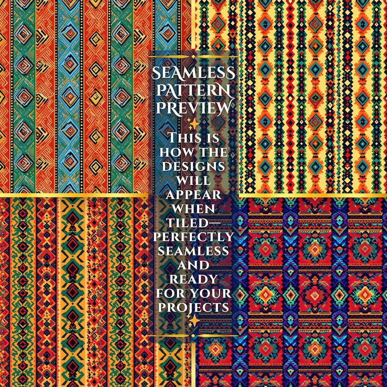 Yakan Tribal Digital Paper Set: Filipino Geometric Print, Scrapbook ...