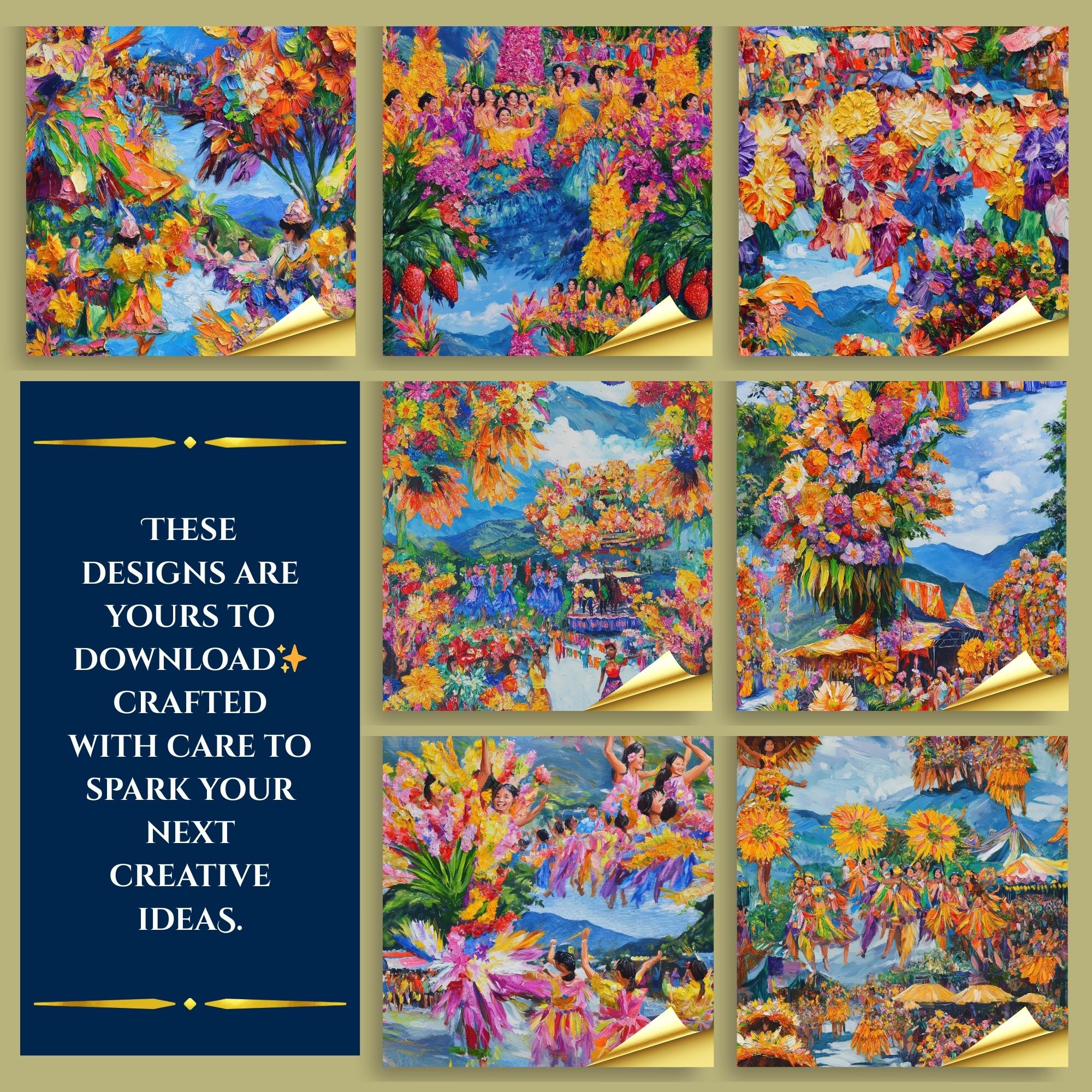 Panagbenga Festival Seamless Digital Paper Set - 14 Vibrant Baguio ...