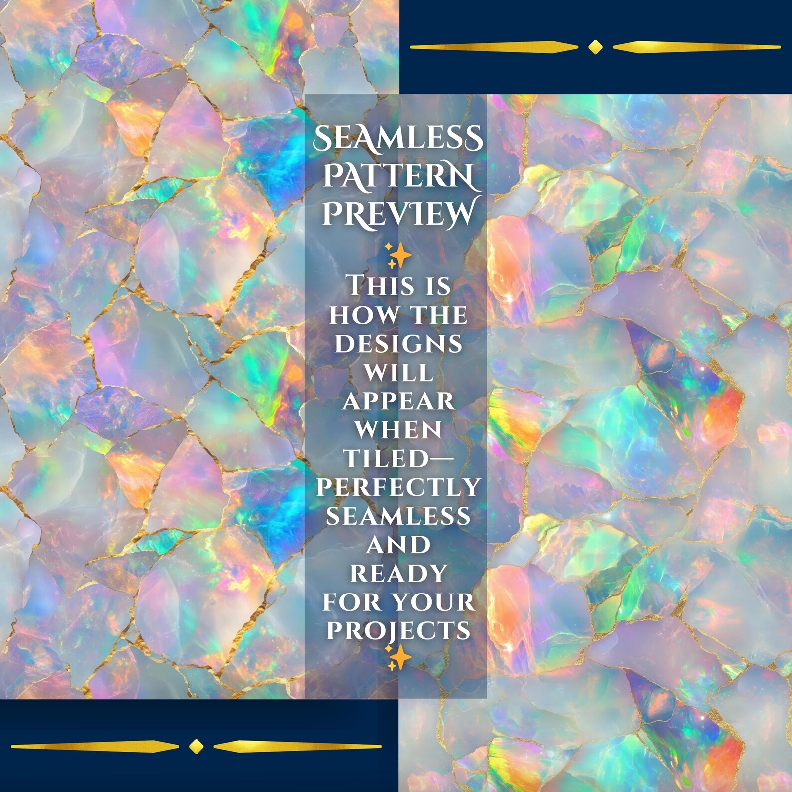 Iridescent Opal Digital Paper: Seamless Crystal Textures (digital ...