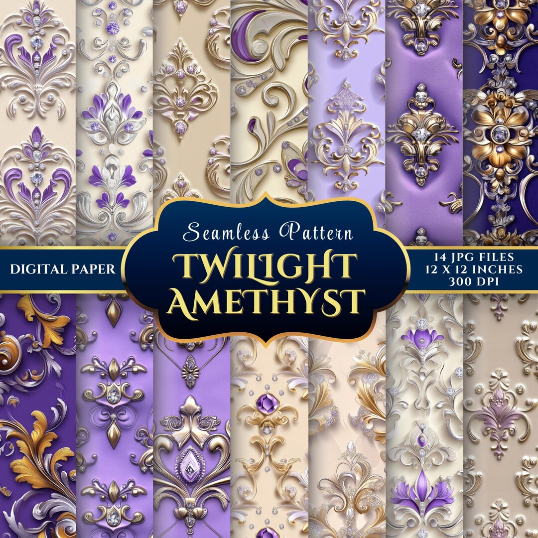 Twilight Amethyst Seamless Digital Paper Set for Scrapbooking & DIY ...