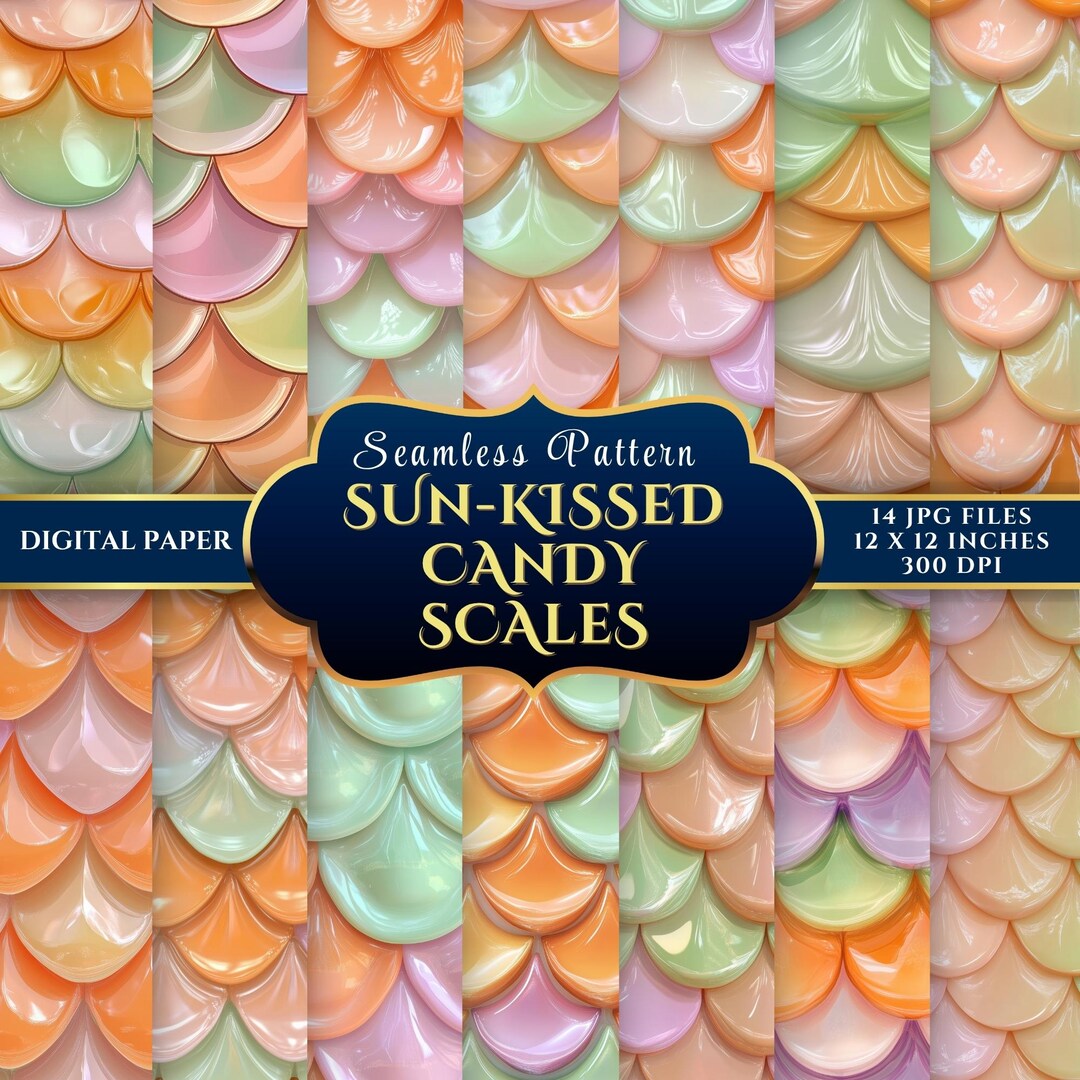 Sun-kissed Candy Scales | Glossy Pastel Seamless Dragon Scales Digital ...