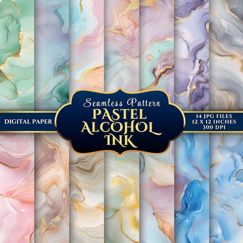 Pastel Alcohol Ink Digital Paper, Seamless Textures for Scrapbooking ...