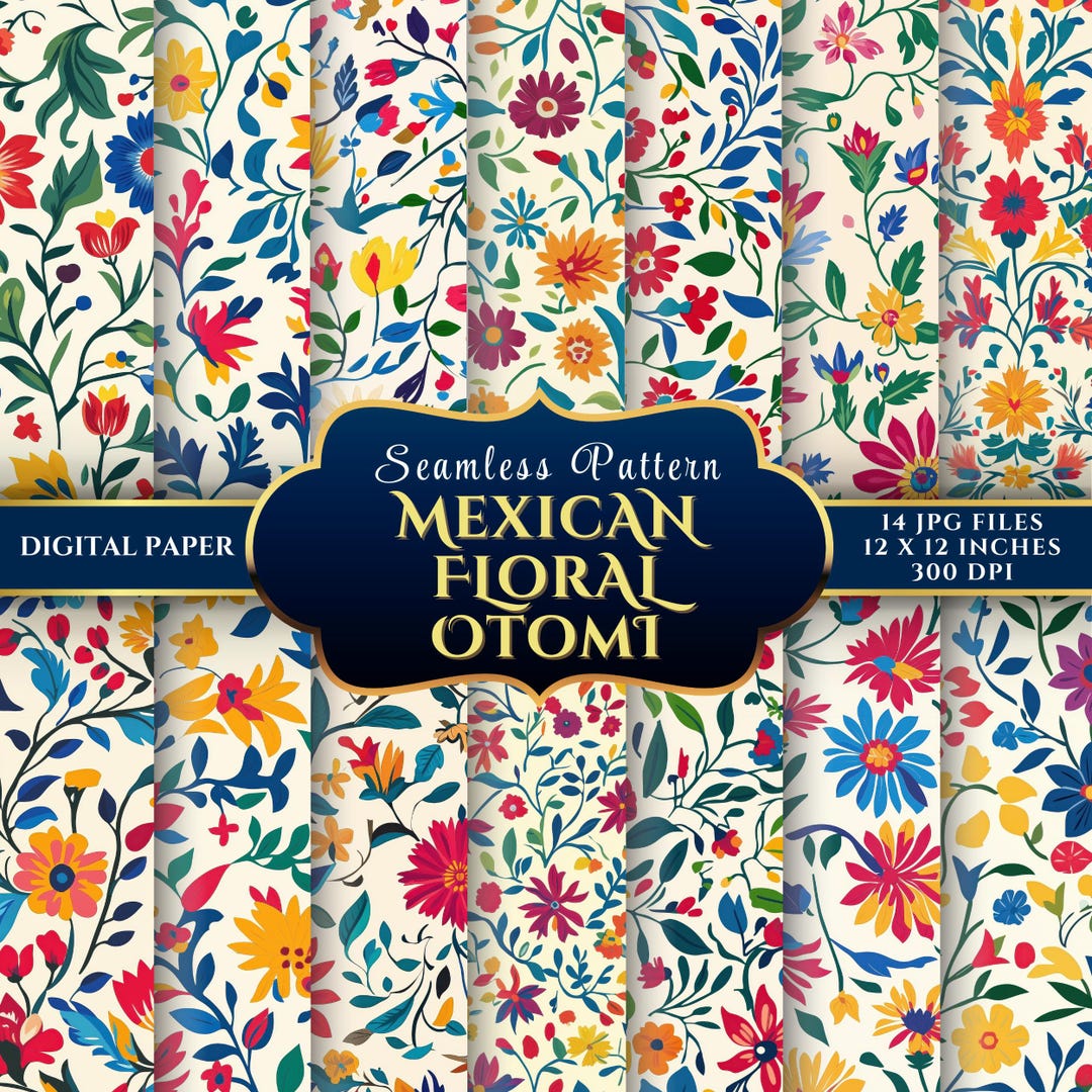 Seamless Mexican Otomi Floral Design for Festive Crafts and Decor ...
