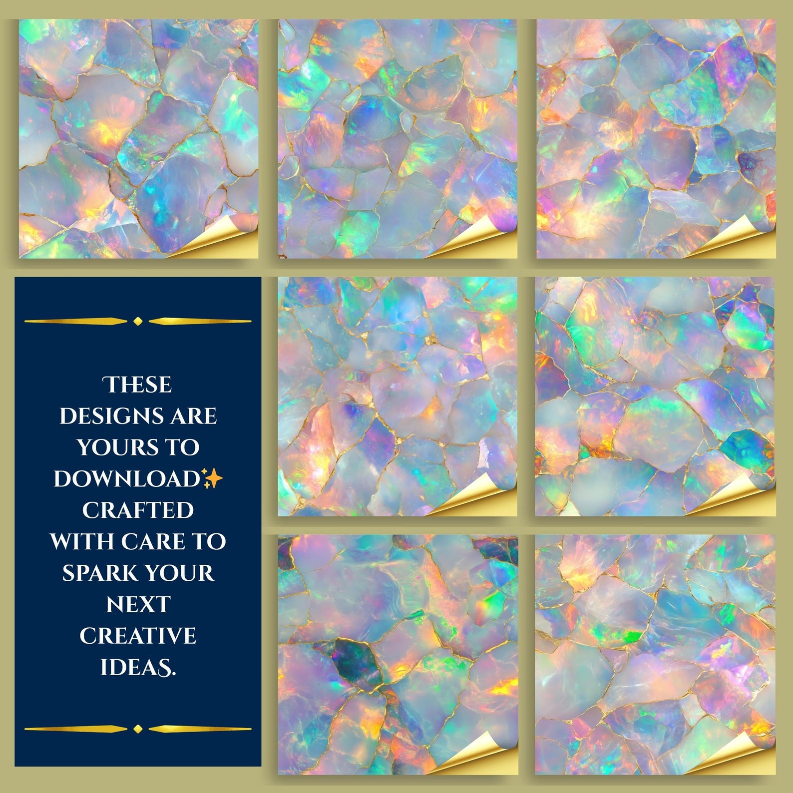 Iridescent Opal Digital Paper: Seamless Crystal Textures (digital ...