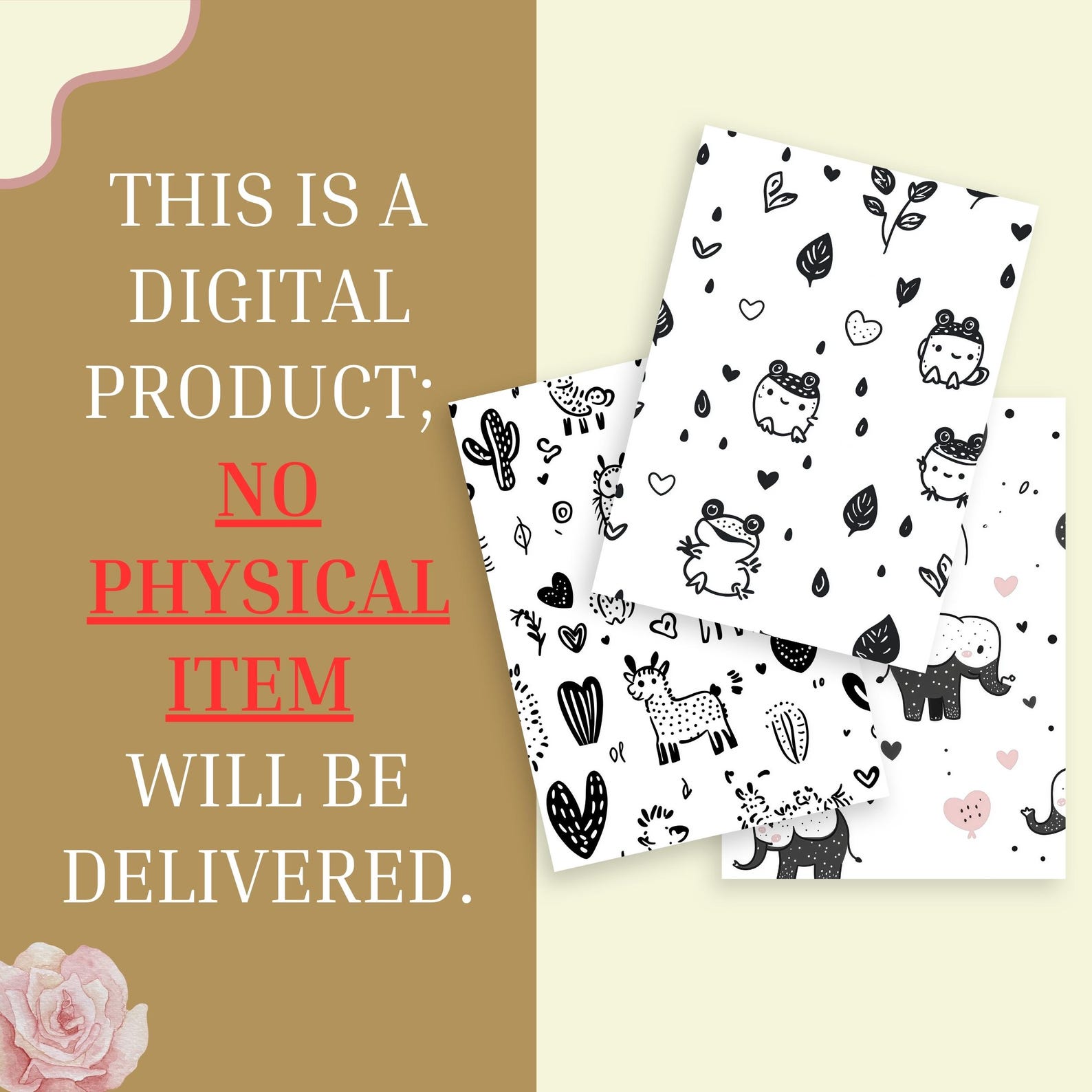 Black and White Doodle Digital Paper, Seamless Pattern, Hand Doodle ...