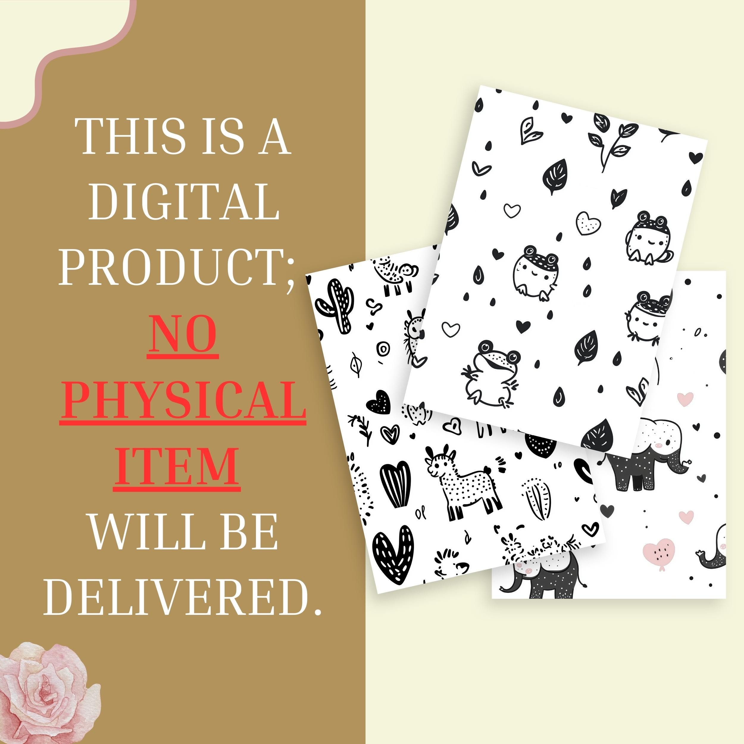 Black and White Doodle Digital Paper, Seamless Pattern, Hand Doodle ...