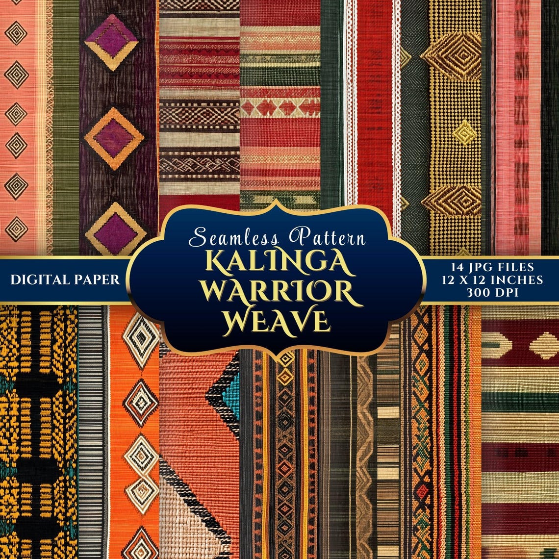 Philippine Kalinga Textile-inspired Seamless Digital Paper Set - 14 ...