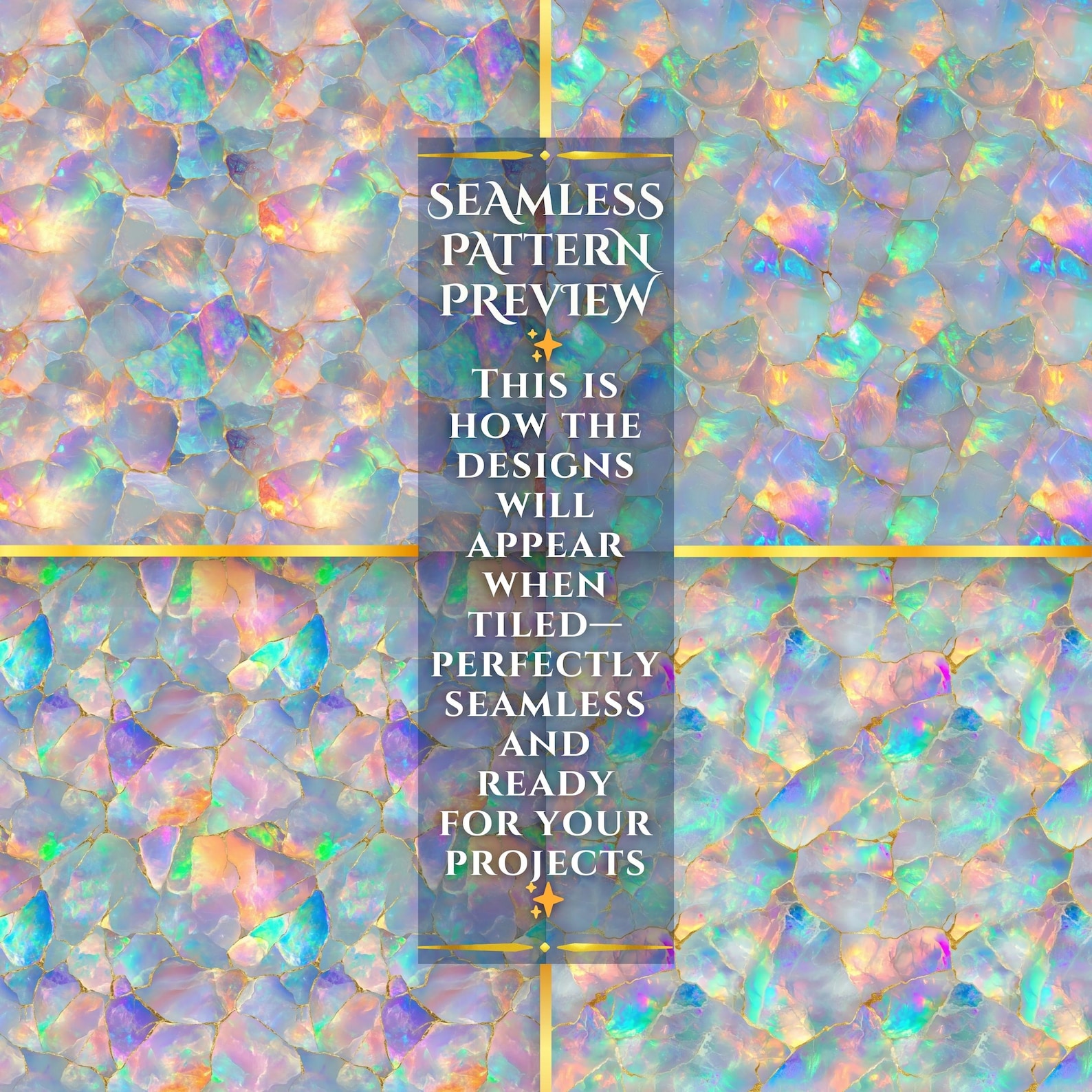 Iridescent Opal Digital Paper: Seamless Crystal Textures (digital ...