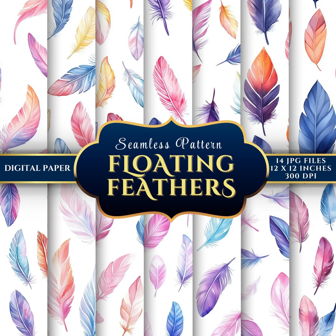 Seamless Watercolor Feather Pattern for Boho Art and Crafts Digital ...