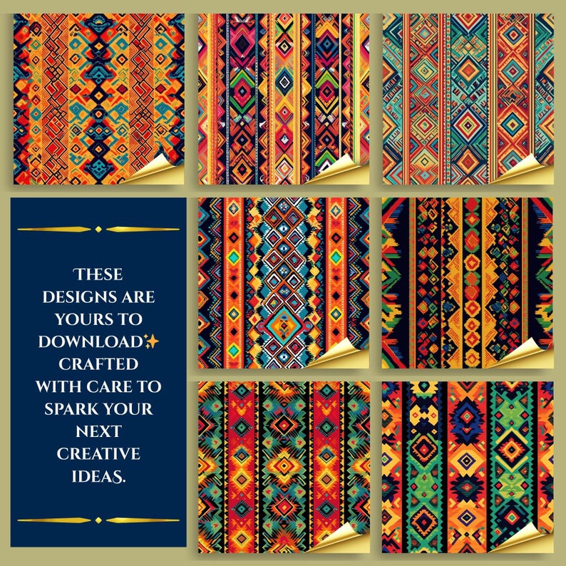 Yakan Tribal Digital Paper Set: Filipino Geometric Print, Scrapbook ...